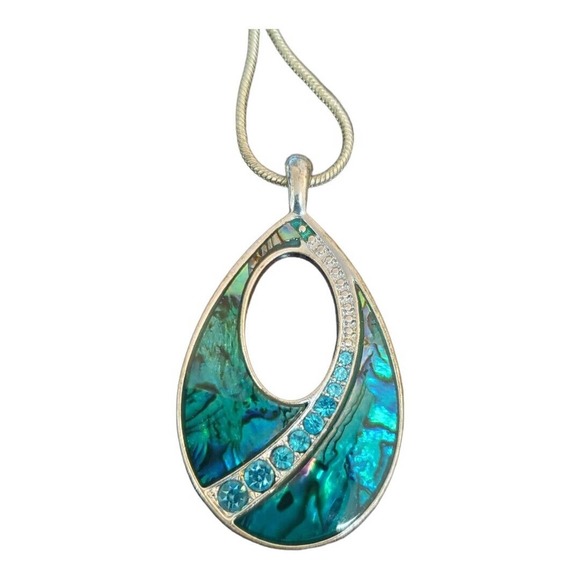 croft & barrow | Jewelry | Abalone Shell Rhinestone Blue Green Teardrop ...